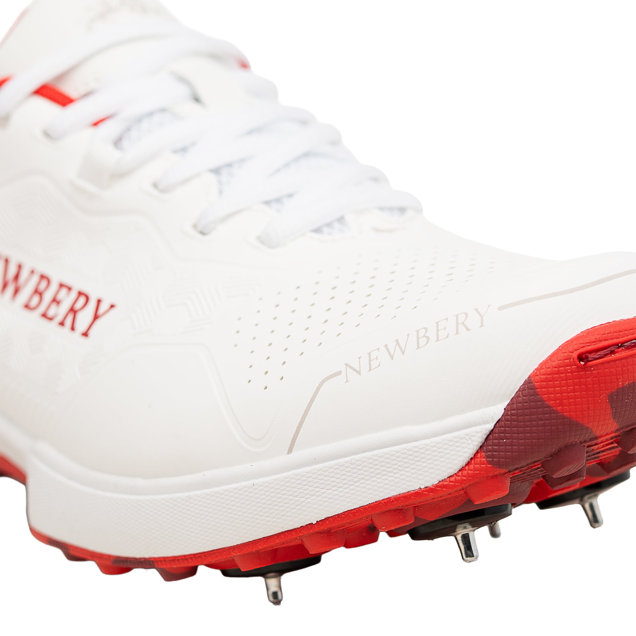 Newbery 360 Cricket Shoe - White & Red Sp | Newbery Cricket